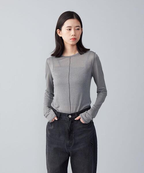 CITEN（シテン）の「＜CITEN＞ラメ シアー トップ -ウォッシャブル-（Tシャツ/カットソー）」 - WEAR