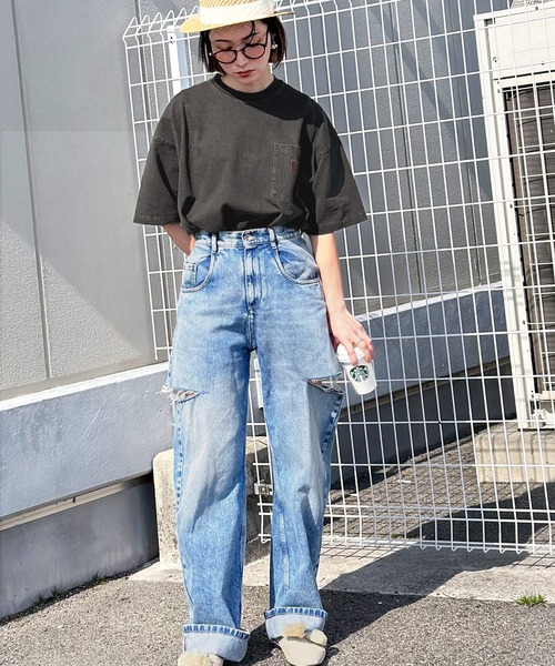 Java（ジャバ）の「《JaVa ジャバコラボ》古着風ストリートMIX。綿100%ヘヴィーウエイト胸ポケピグメントTシャツ（Tシャツ/カットソー）」 - WEAR