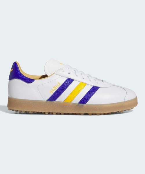 adidas Originals アディダス スニーカー GAZELLE SPIKELESS GOLF SHOES JR6700 WHITE BLUE YELLOW ガゼル スパイクレス ゴルフシューズ ホワイト ブルー イエロー メンズ レディース オリジナルスゴルフ ガゼル レザー スパイクレス ゴルフシューズ