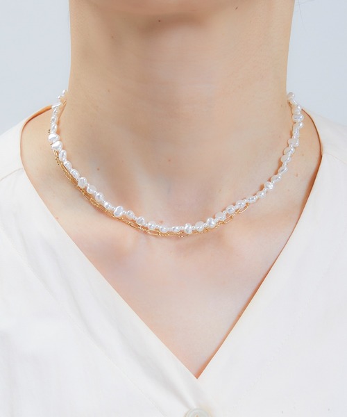 Zoule ゾーラ:baroque mag パールとチェーン 二重 マグネットネックレス（ネックレス）｜Zoule（ゾーラ）のファッション通販 ...