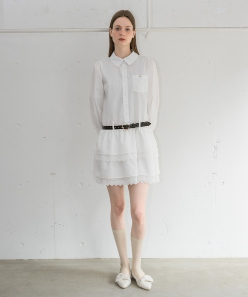 idem（イデム）の「lace skirt shirt onepiece／長袖シャツワンピース（ワンピース）」 - WEAR