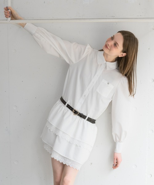 idem（イデム）の「lace skirt shirt onepiece／長袖シャツワンピース（ワンピース）」 - WEAR