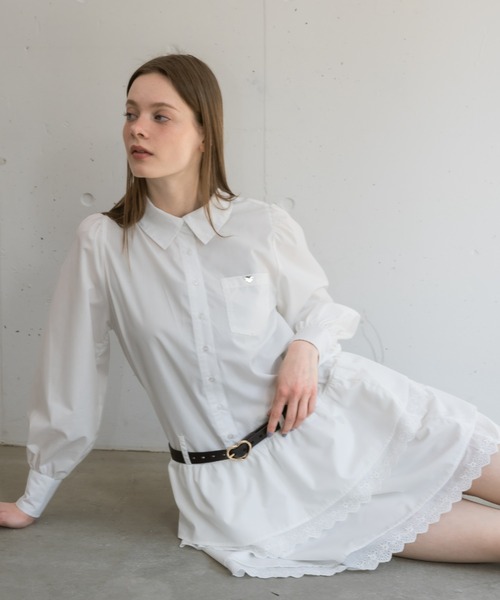 idem（イデム）の「lace skirt shirt onepiece／長袖シャツワンピース（ワンピース）」 - WEAR