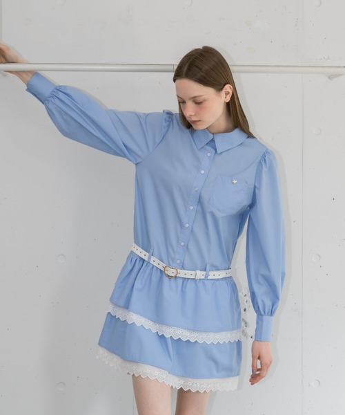 idem（イデム）の「lace skirt shirt onepiece／長袖シャツワンピース（ワンピース）」 - WEAR