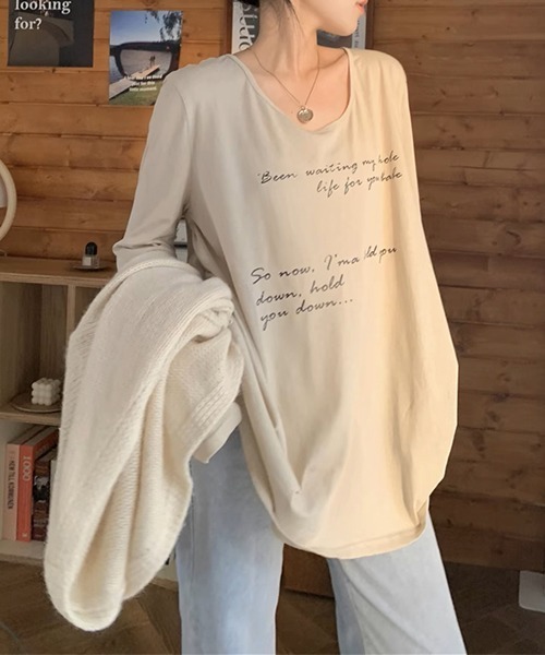 【セール】Uネック プリントロングTシャツ culw712（Tシャツ/カットソー）｜c.u.l（シーユーエル）のファッション通販 - ZOZOTOWN