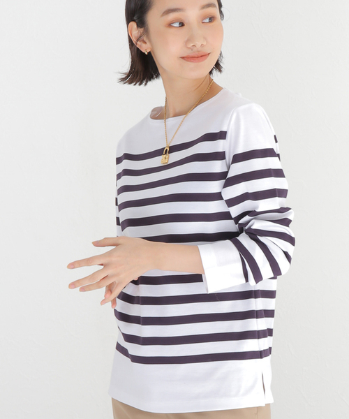 IENA（イエナ）の「SUVIN COTTON ボーダーコンパクトプルオーバー（Tシャツ/カットソー）」 - WEAR