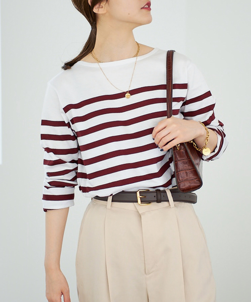 IENA（イエナ）の「SUVIN COTTON ボーダーコンパクトプルオーバー（Tシャツ/カットソー）」 - WEAR