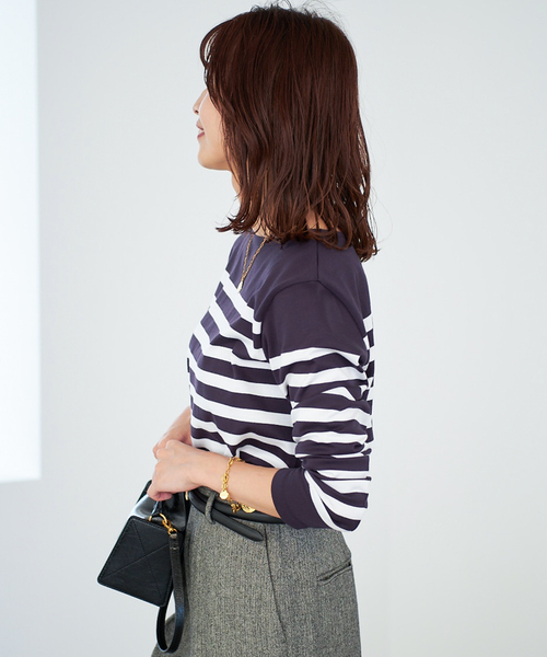 IENA（イエナ）の「SUVIN COTTON ボーダーコンパクトプルオーバー（Tシャツ/カットソー）」 - WEAR