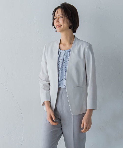 LAUTREAMONT（ロートレアモン）の「【Almight jacket】快適ノーカラージャケット≪接触冷感/透湿/ストレッチ/洗える≫ ...