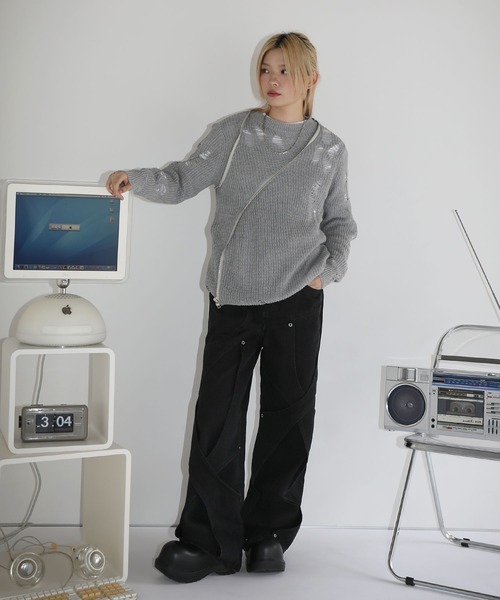 MSG（エムエスジー）の「MSG/オーバーダイ加工ワイドストレートバギーフィットギミックデニムパンツ（デニムパンツ）」 - WEAR