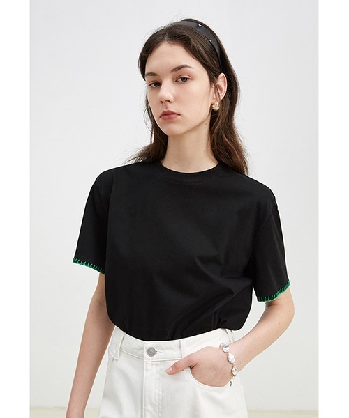 【Fano Studios】【2022SS】Vivid color stitch short sleeved T-shirt FX22S136 ...