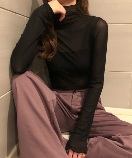 【セール】 Mellow High Neck Sheer Inner Tops / メロウハイネックシアーインナー シアートップス（Tシャツ ...
