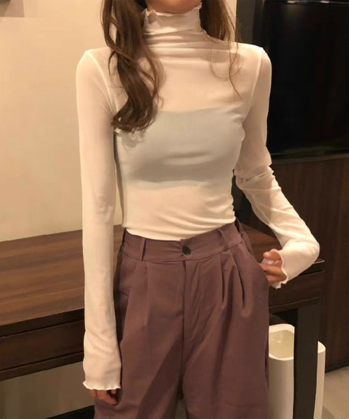【セール】 Mellow High Neck Sheer Inner Tops / メロウハイネックシアーインナー シアートップス（Tシャツ ...
