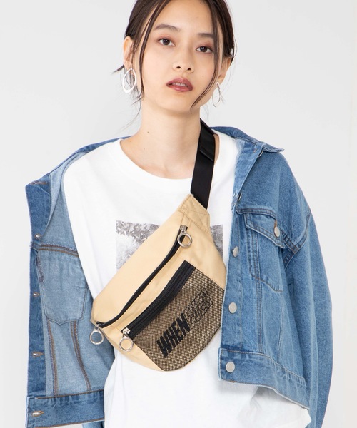 WEGO（ウィゴー）の「WEGO/リングジップメッシュポケットロゴウエストバッグ（ボディバッグ/ウエストポーチ）」 - WEAR