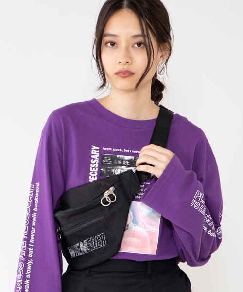 WEGO（ウィゴー）の「WEGO/リングジップメッシュポケットロゴウエストバッグ（ボディバッグ/ウエストポーチ）」 - WEAR