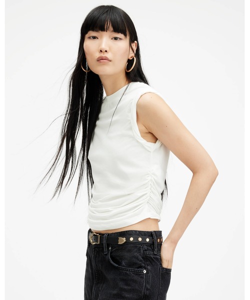 WEST ROLLED SLEEVE SLIM FIT TANK TOP | ウエスト ロール スリーブ スリム フィット タンク トップ ...