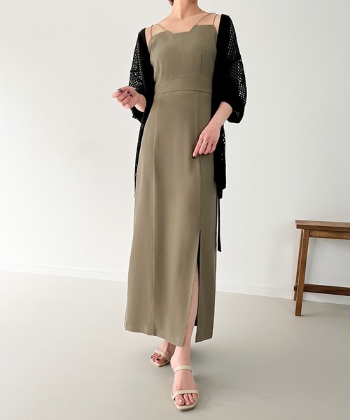 JUNOAH（ジュノア）の「胸元デザインタイトロングキャミワンピース（ワンピース）」 - WEAR