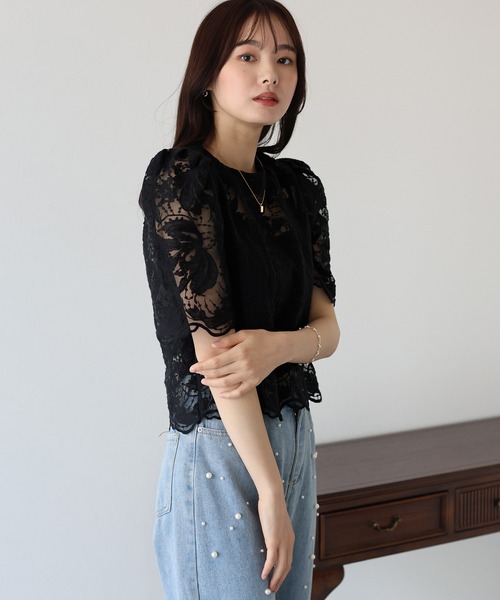 BLUEEAST（ブルーイースト）の「オーガンジー刺繍レースブラウス（シャツ/ブラウス）」 - WEAR