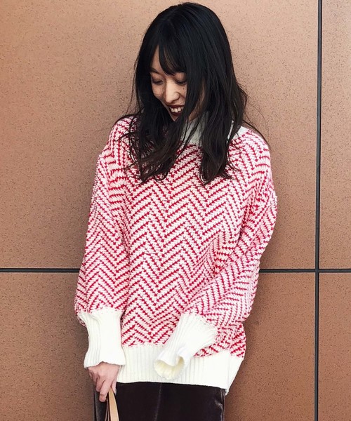 AMERI（アメリ）の「HERRING-BONE TURTLE KNIT（ニット/セーター）」 - WEAR