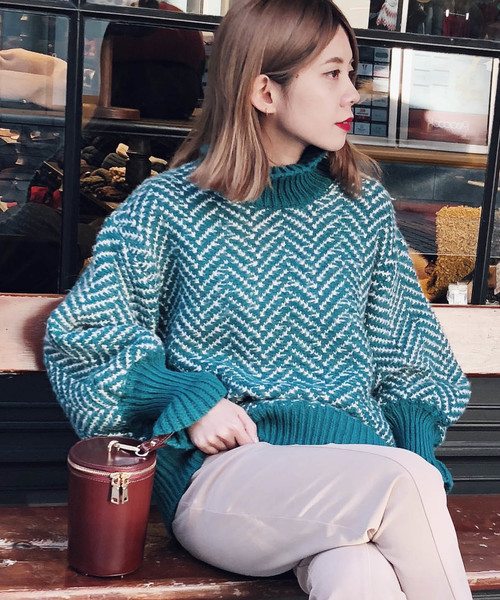 AMERI（アメリ）の「HERRING-BONE TURTLE KNIT（ニット/セーター）」 - WEAR