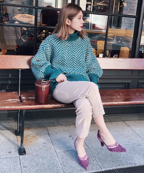 AMERI（アメリ）の「HERRING-BONE TURTLE KNIT（ニット/セーター）」 - WEAR