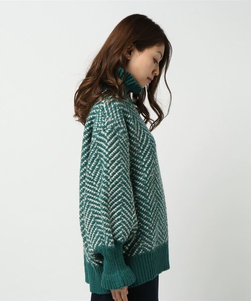 AMERI（アメリ）の「HERRING-BONE TURTLE KNIT（ニット/セーター）」 - WEAR