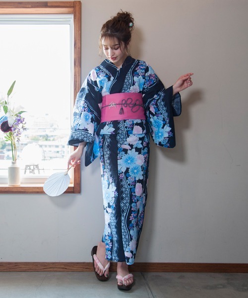 C.R.E.A.M（クリーム）の「選べる27柄！作り帯3点セット浴衣 レディース【浴衣・作り帯・下駄】 お祭り 花火大会（浴衣）」 - WEAR