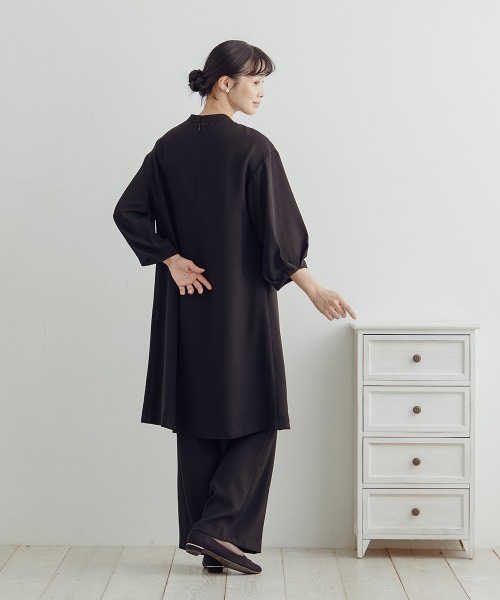 喪服・礼服】＜Neina＞洗える防しわタックデザインワンピース＋ワイド