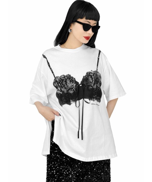 LVEU.（ラブユ.）の「【LVEU.】ランジェリープリントオーバーTシャツ(Ai select) / トップス カットソー Tシャツ 半袖 オーバー プリント プリントT カジュアル リボン ...