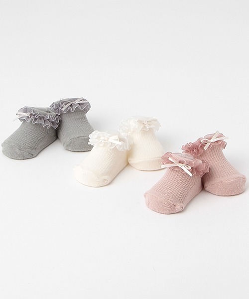 petit main（プティマイン）の「オーガンジーフリルカップソックス（ベビーシューズ/ベビーソックス）」 - WEAR