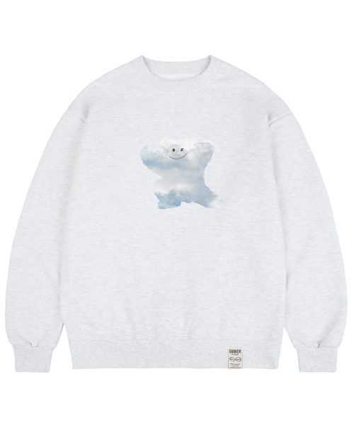 【セール】[UNISEX] Big Cloud Bear Smile Man to Man_Melange White（スウェット ...