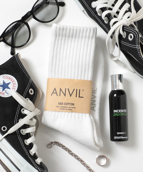 【セール】【ANVIL】USAコットンクルーソックス/USA Cotton Crew Socks/アメリカンスタイルに ！AN500（ソックス ...