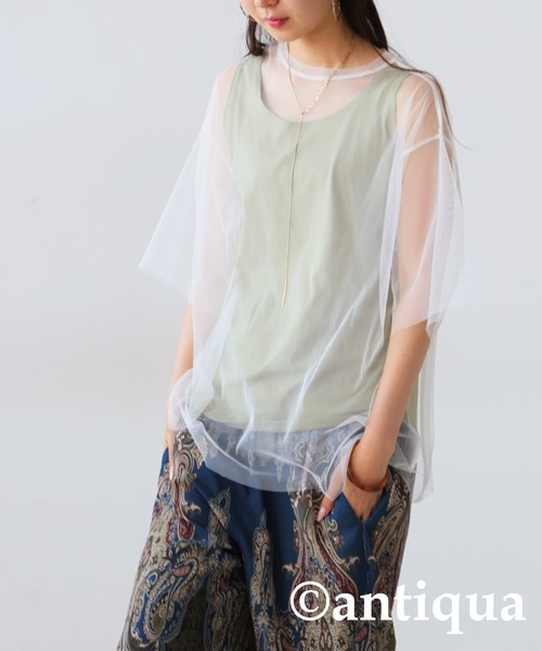 antiqua（アンティカ）の「チュールTシャツ（Tシャツ/カットソー）」 - WEAR