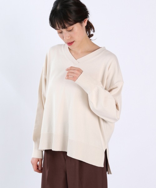 LOWRYS FARM（ローリーズファーム）の「12GスーピマVネックプルオーバーLS 929643（ニット/セーター）」 - WEAR