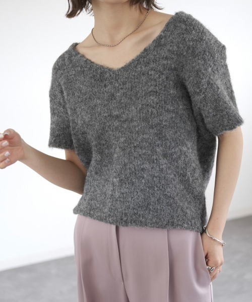 Reurie'（レウリィ）の「ハーフスリーブVネックニット/ half sleeve vneck knit（ニット/セーター）」 - WEAR