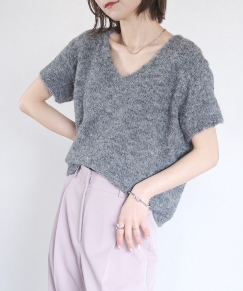 Reurie'（レウリィ）の「ハーフスリーブVネックニット/ half sleeve vneck knit（ニット/セーター）」 - WEAR