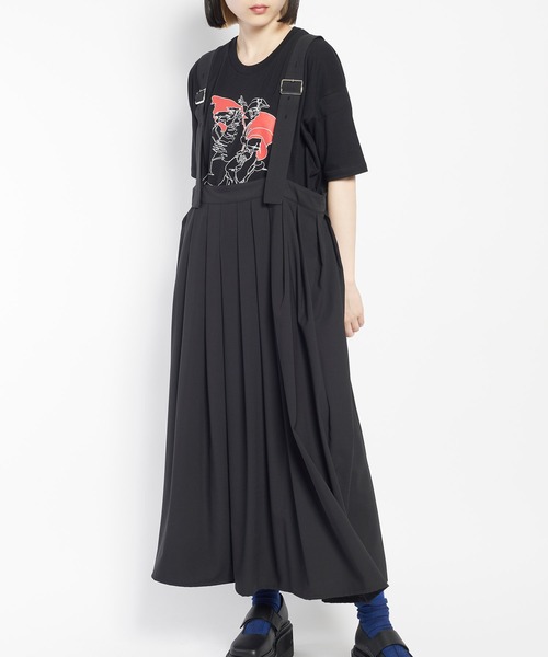 gomme（ゴム）の「P/Rストレッチトロ 吊りスカート（ジャンパースカート）」 - WEAR