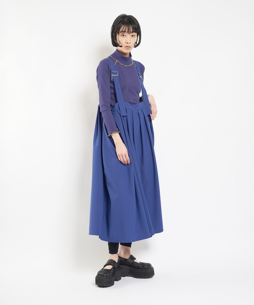 gomme（ゴム）の「P/Rストレッチトロ 吊りスカート（ジャンパースカート）」 - WEAR