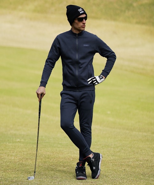 DIVINER GOLF】スムース袖刺繍スタンドジャケットセットアップ メンズ
