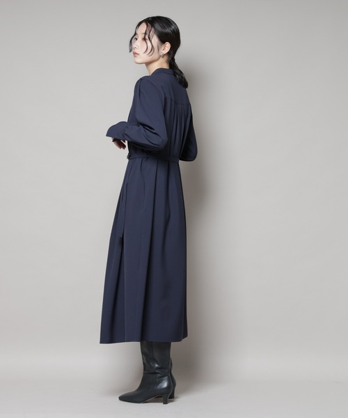 セール】ダブルクロスベルト付きタックワンピース（ワンピース）｜NANO