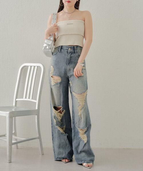 Chico（チコ）の「ピグメント風プレート付ベアチューブ（ニット/セーター）」 - WEAR