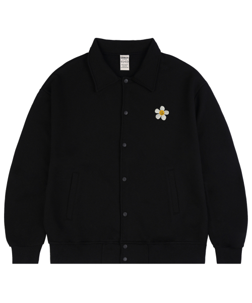 [UNISEX] Flower Dot Embroidery Stadium Varsity Jacket_Black（スタジャン ...