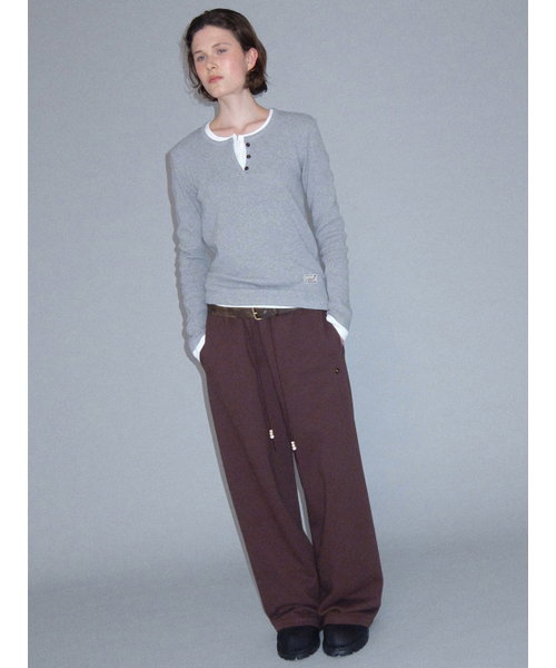 LLL DESIGN STUDIO（lllデザインスタジオ）の「Waffle Henley Neck Long Sleeve Tee ...