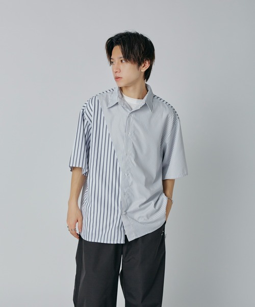 name アシンメトリーストライプシャツ