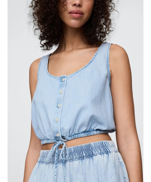 デニム シンチヘム クロップドトップス（シャツ/ブラウス）｜GAP（ギャップ）のファッション通販 - ZOZOTOWN