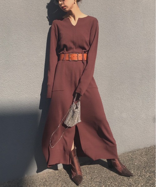 AMERI（アメリ）の「BELTED KNIT DRESS（ワンピース）」 - WEAR