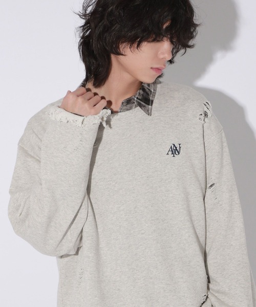 Anui（アニュイ）の「【UNISEX/2サイズ展開】ロゴダメージスウェット（スウェット）」 - WEAR