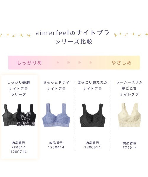 aimerfeel（エメフィール）の「【ワイヤーなし・ホックなし】モノトーンフラワー しっかり美胸 夢ごこち 綿混 ナイトブラ 単品ブラジャー（ナイトブラ）」 - WEAR