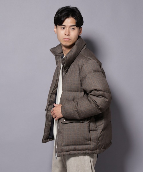 セール】DELEGANTE エアリーサキソニー/グレンチェックTAIONダウン