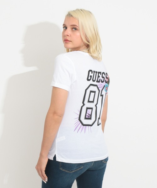 Guess（ゲス）の「Mavis Back Logo Round-Neck Tee（Tシャツ/カットソー）」 - WEAR